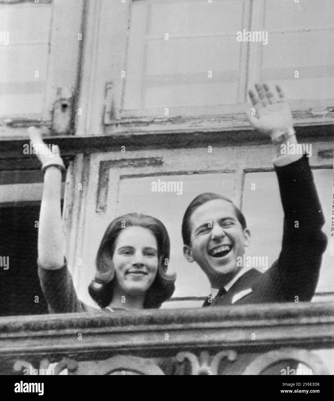 PRINCESS ANNE MARIE AND PRINCE CONSTANTIN WAVE FROM BALCONY IN ...