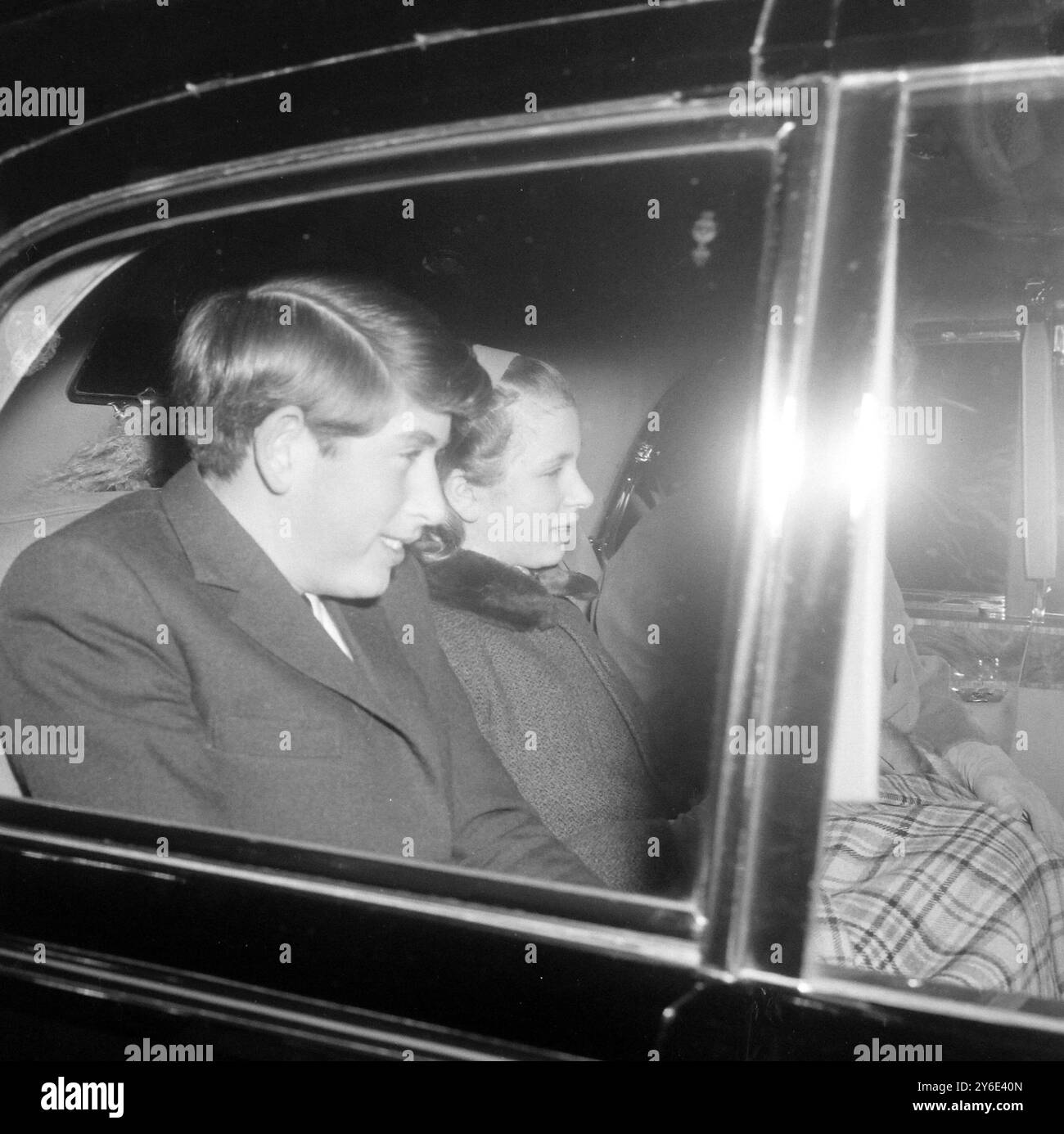 PRINCE CHARLES IN CAR WITH PRINCESS ANNE IN LONDON ; 21 JANUARY 1963 ...