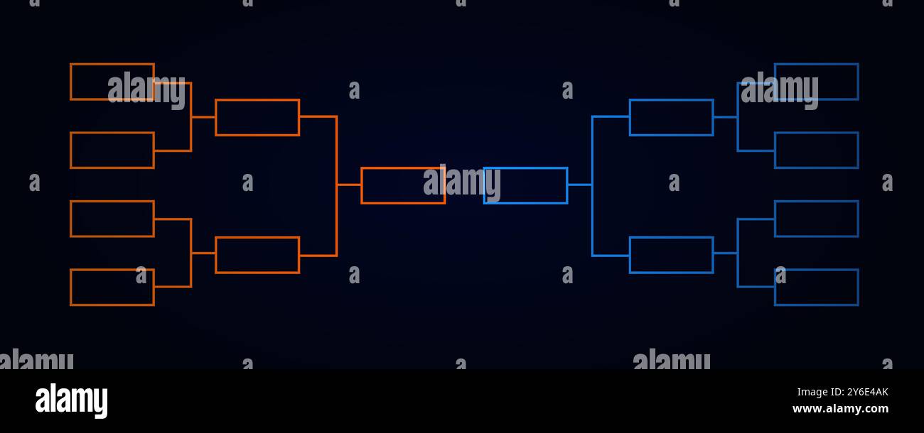 Colorful red and blue tournament charts structure in dark style Stock ...