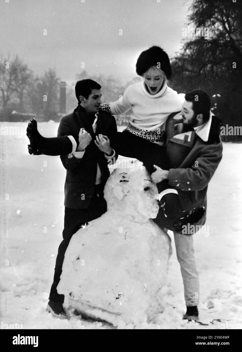 GERMAN FILM STAR ELKE SOMMER AND SNOWMAN IN LONDON WITH GEORGE ...