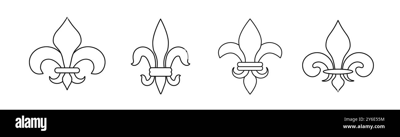 Black heraldic french lily. Medieval heraldic flower. Dark Fleur de lis ...