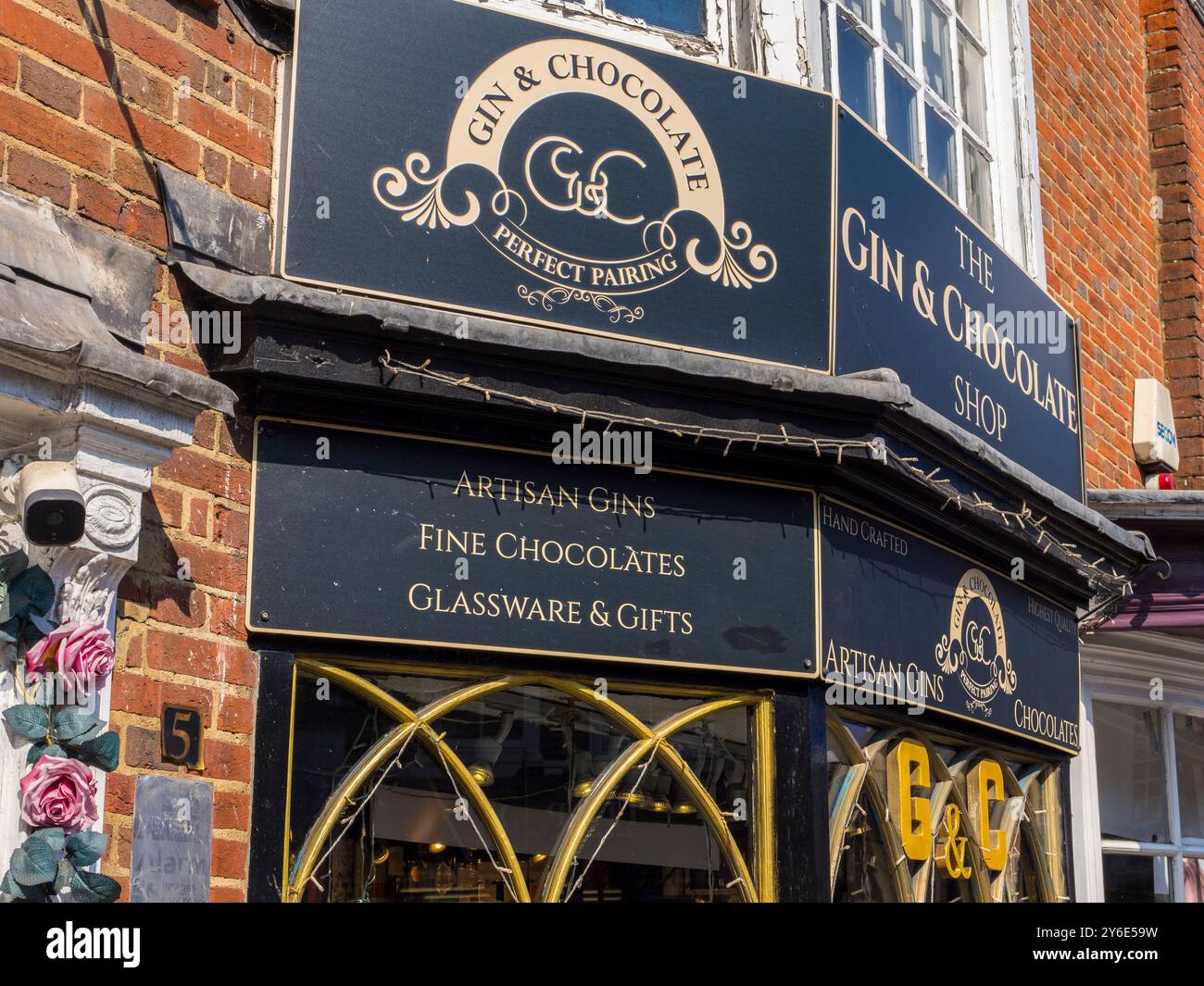 The Gin and Chocolate Shop, Farnham, Surrey, England, UK, GB Stock ...