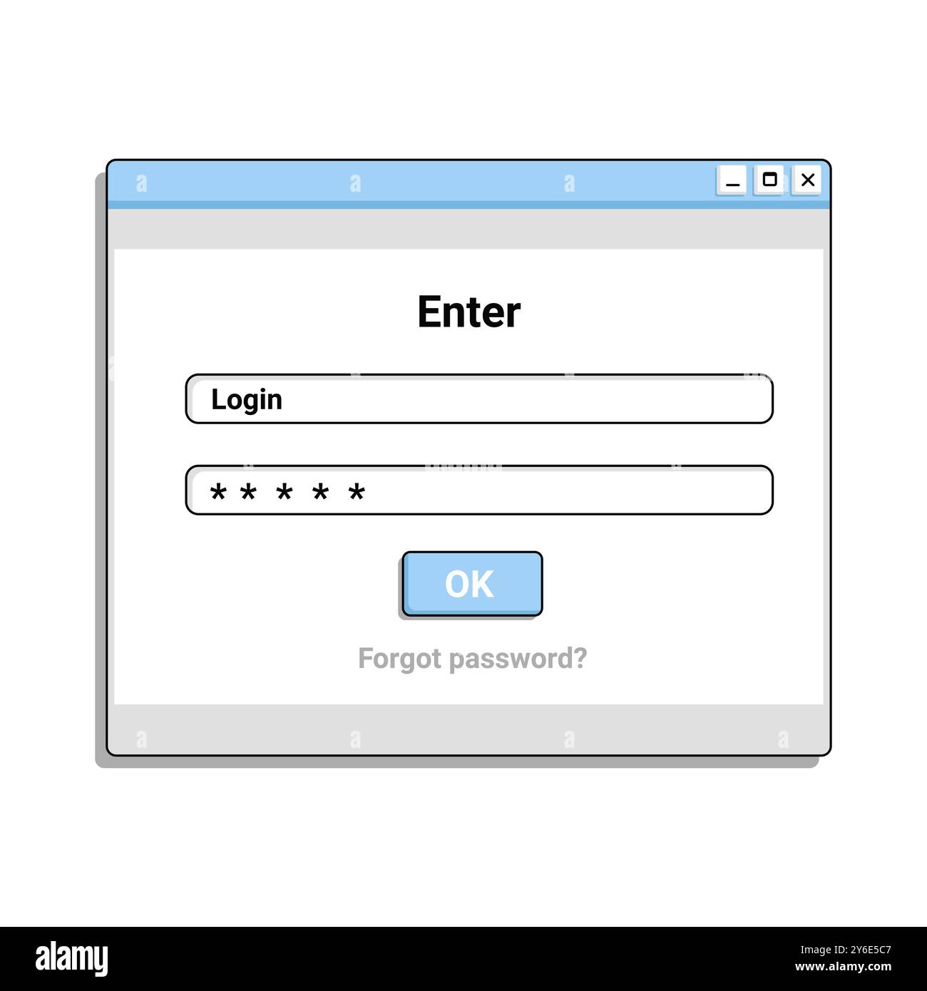 Old authorization window for website. Digital registration panel on ...