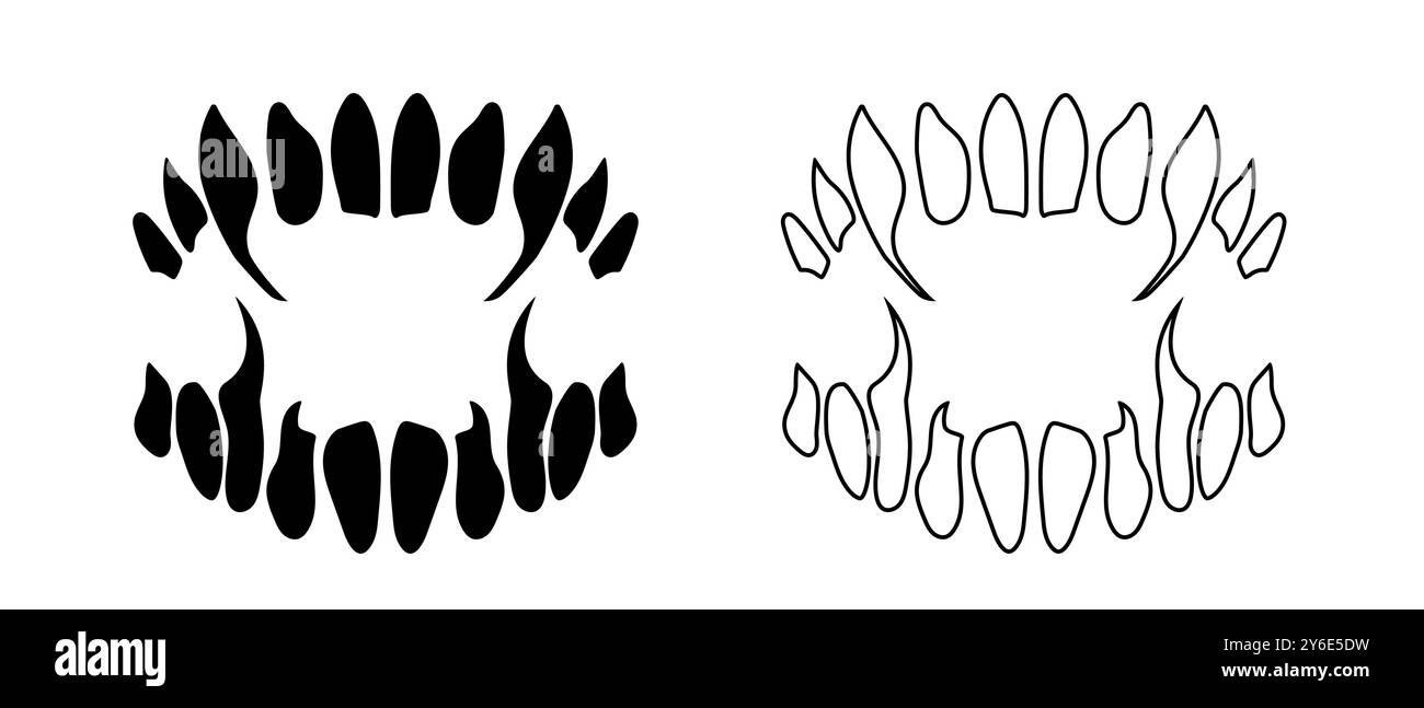 Predators teeth tattoo. Black beast jaw icon Stock Vector Image & Art ...