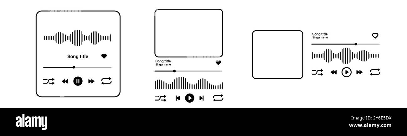 Music player with song title on modern style with wave and interface ...