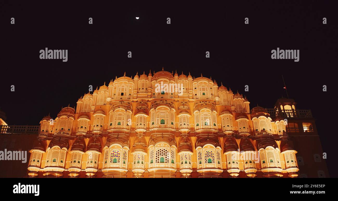 Hawa Mahal Palace In Night Illuminations. Palace Of Winds. Built From ...
