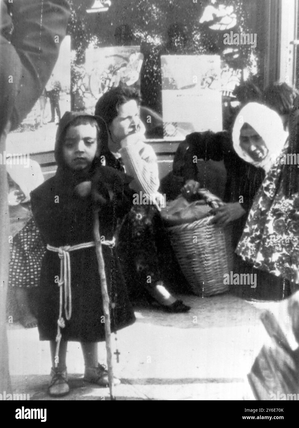 PILGRIMS BOY LEANS STICK WAITS PROCESSION BETHLEHEM ; 27 DECEMBER 1962 ...