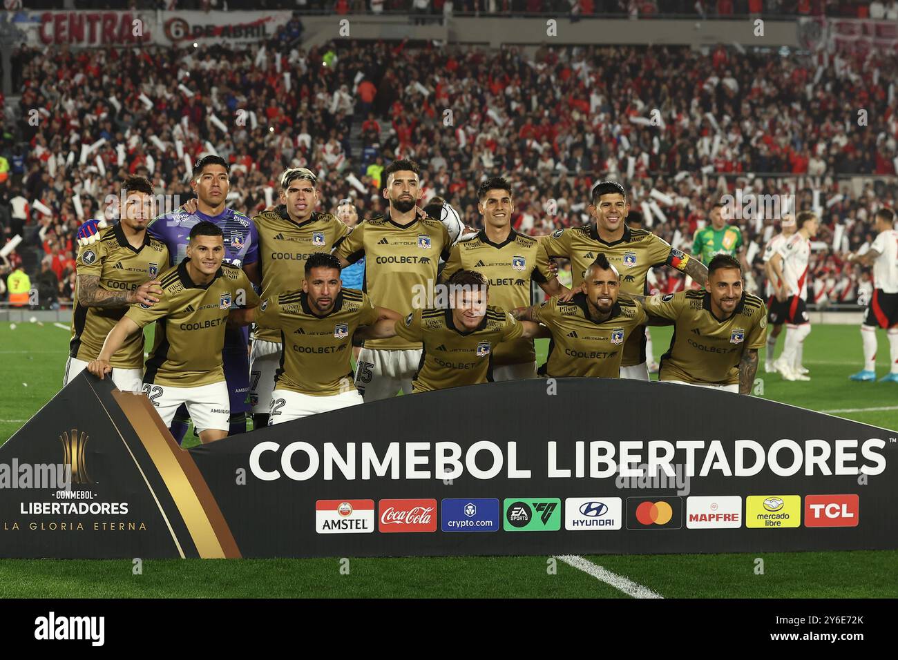 Chile’s Colo Colo footballers pose for a picture before the CONMEBOL ...