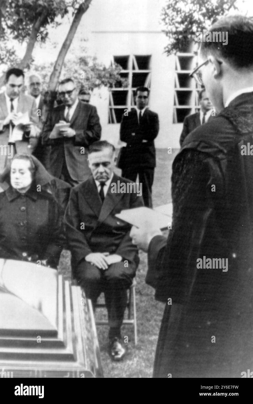 COFFIN WITH BODY OF CHARLES LAUGHTON - WIFE AND BROTHER AND REVERED ...