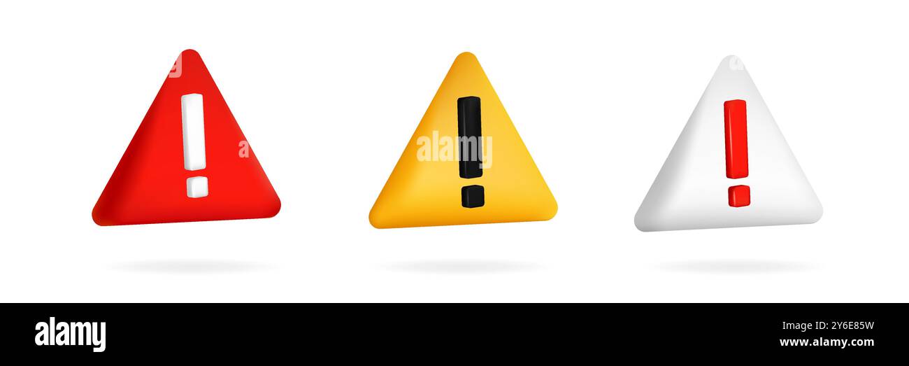 Set of warning triangle with exclamation mark. Symbol of danger Stock ...