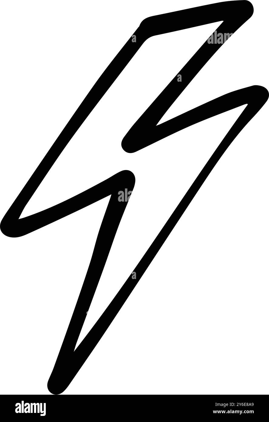 Lightning bolt hand drawn icon for thunderstorm electricity power ...