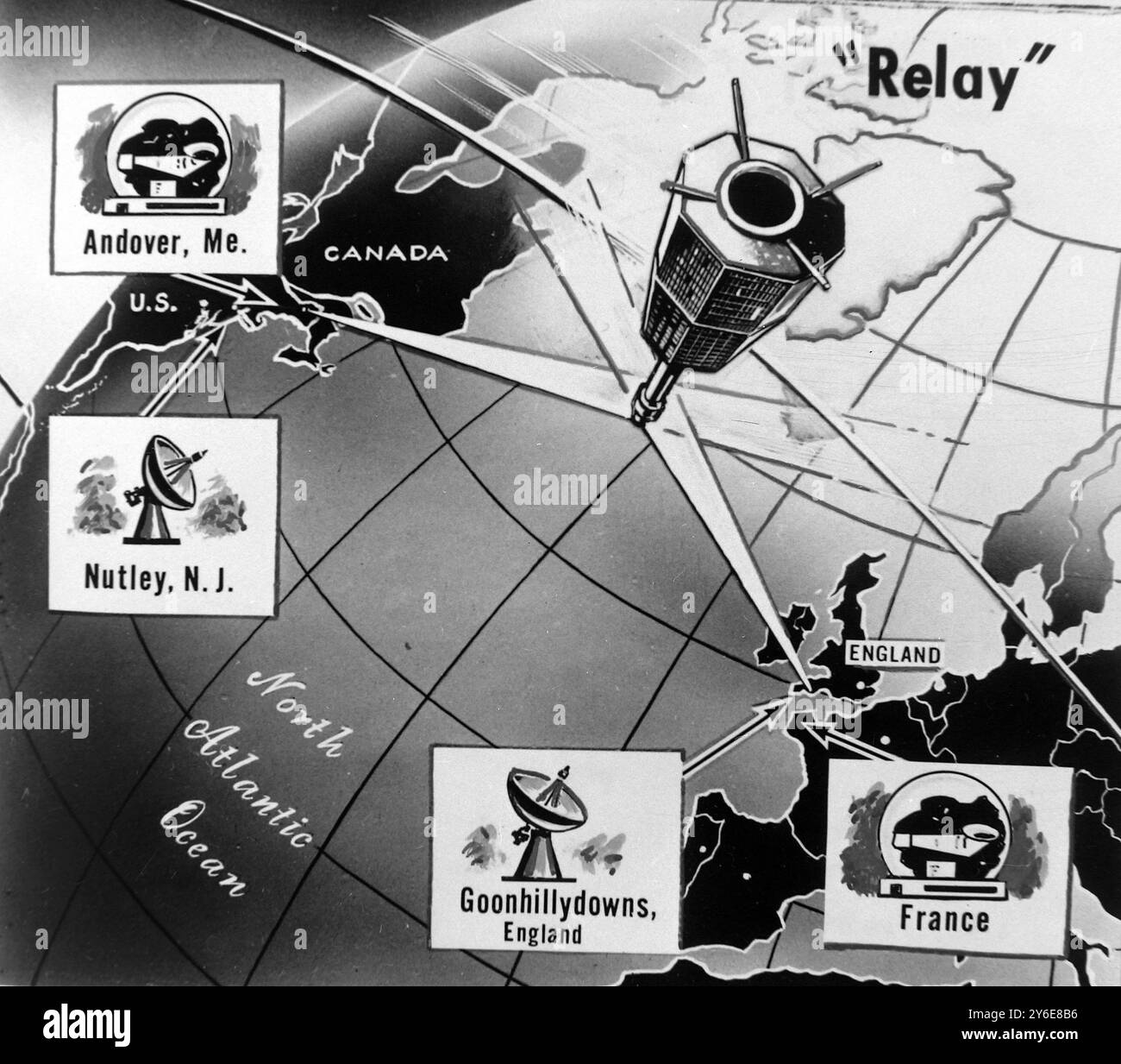 MAPS ROUTE TAKEN BY SATELLITE RELAY ; 15 DECEMBER 1962 Stock Photo - Alamy