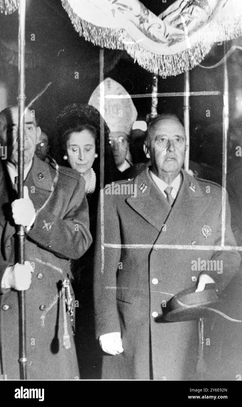 GENERAL FRANCISCO FRANCO WITH WIFE AT CHURCH MOTHERS DAY / ; 11 ...