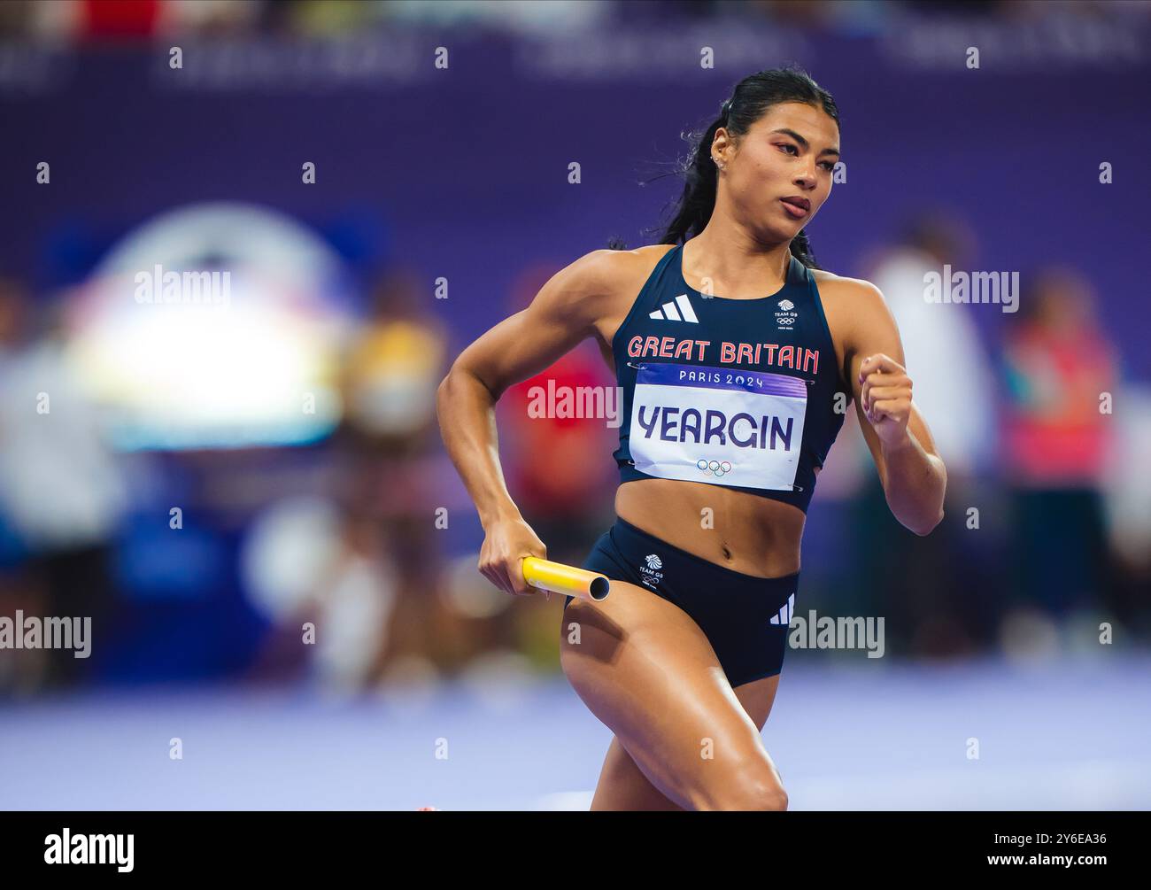 Nicole Yeargin participating in the 4X400 meters relay at the Paris ...