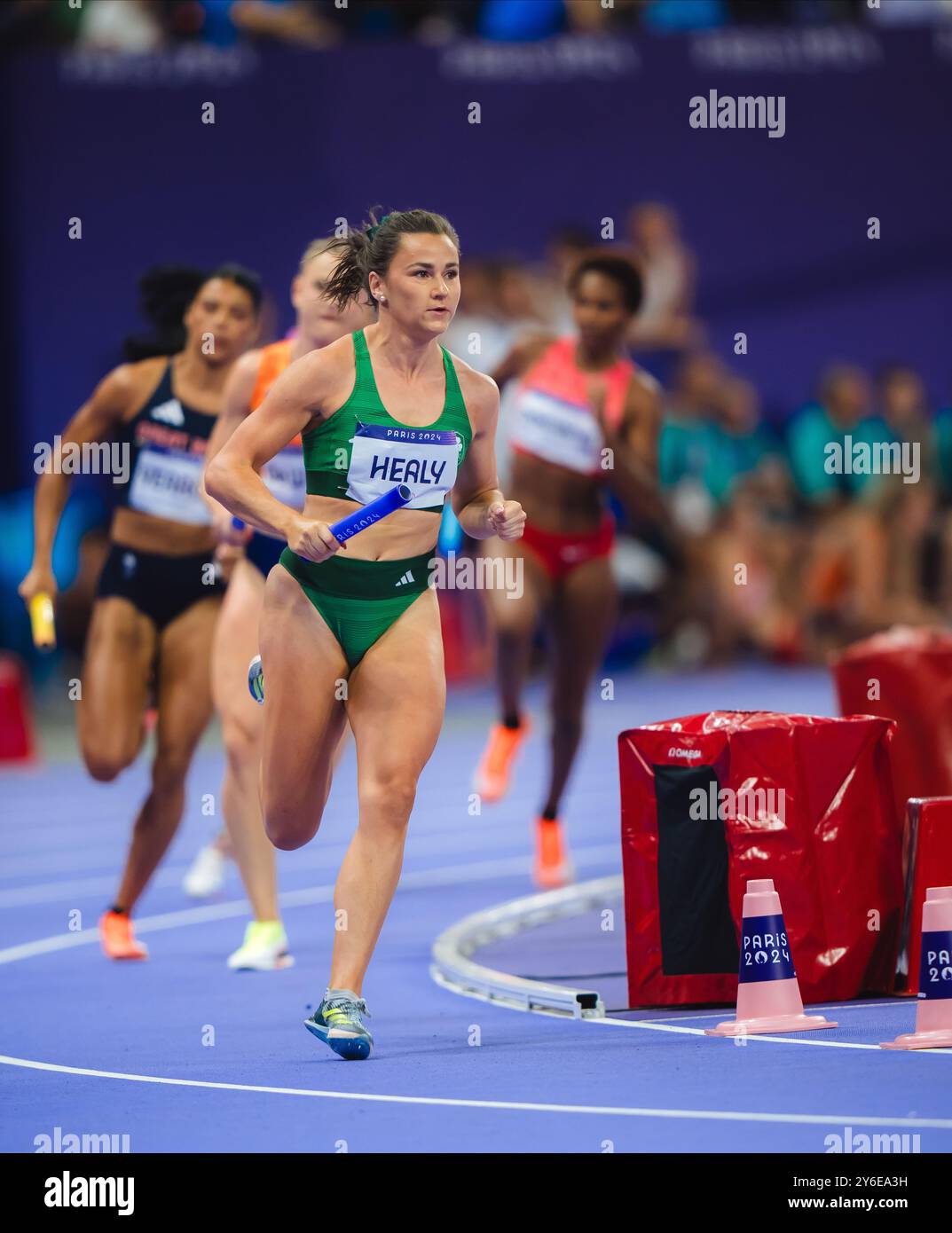 Phil Healy participating in the 4X400 meters relay at the Paris 2024 ...