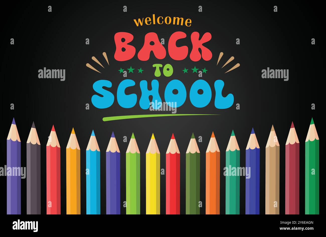 Back to School Typography with Color Pencils Design Stock Vector Image ...