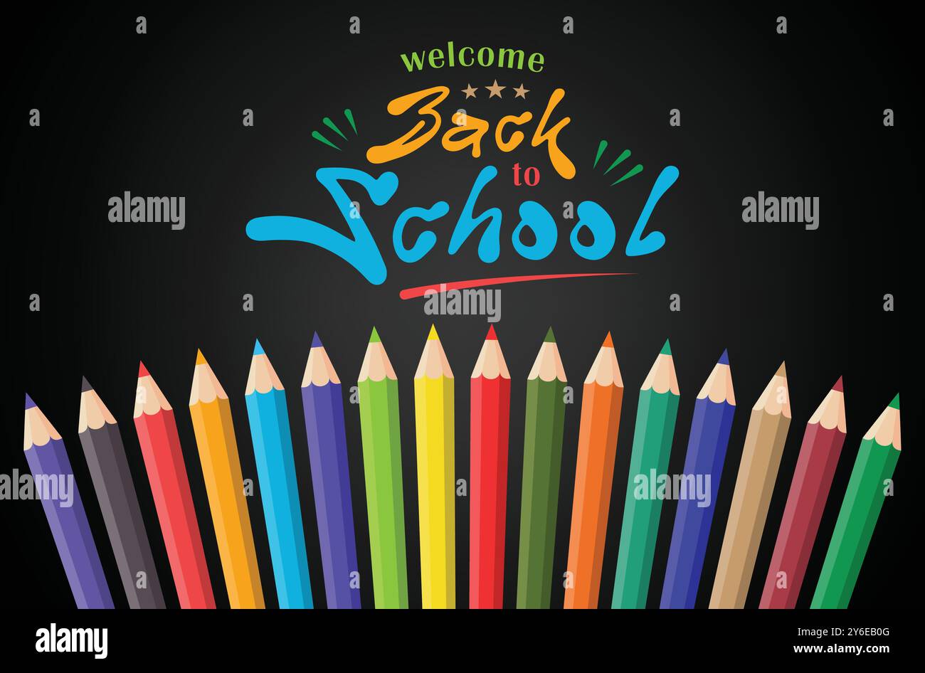 Back to School Typography with Color Pencils Design Stock Vector Image ...