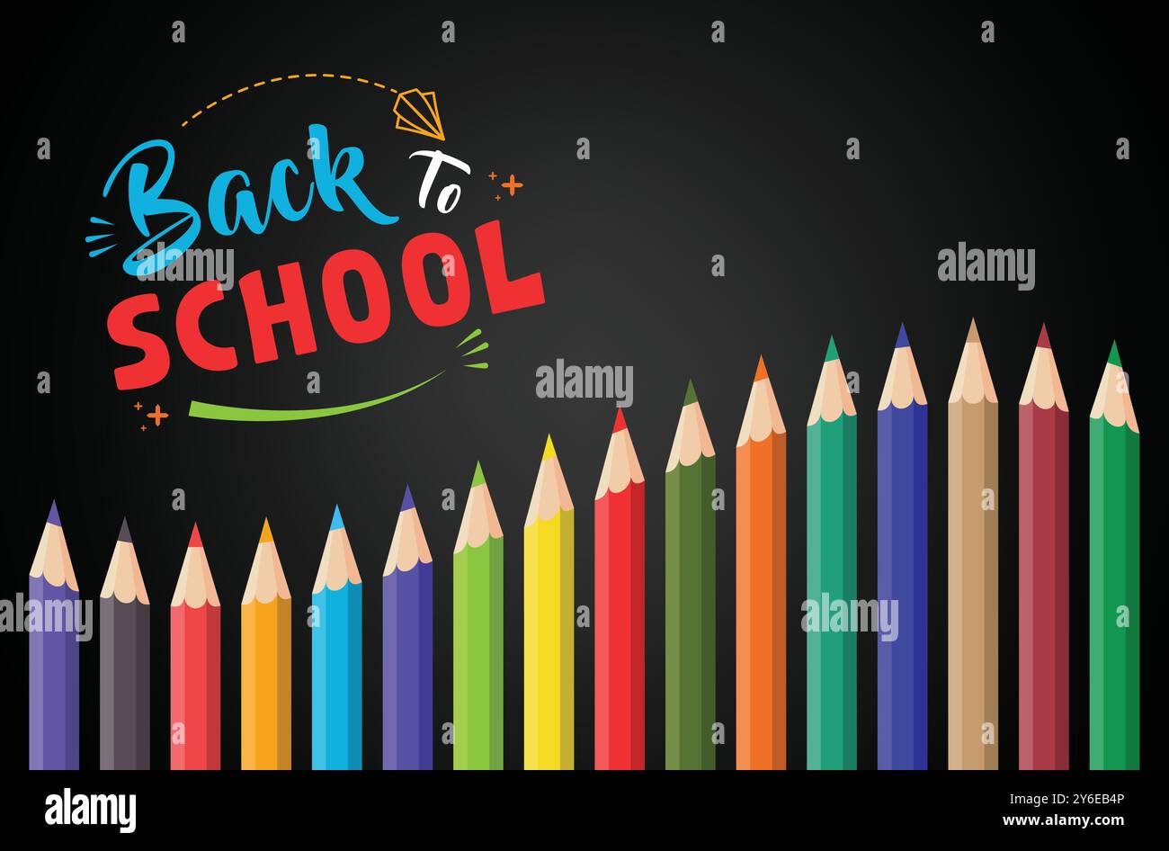 Back to School Typography with Color Pencils Design Stock Vector Image ...