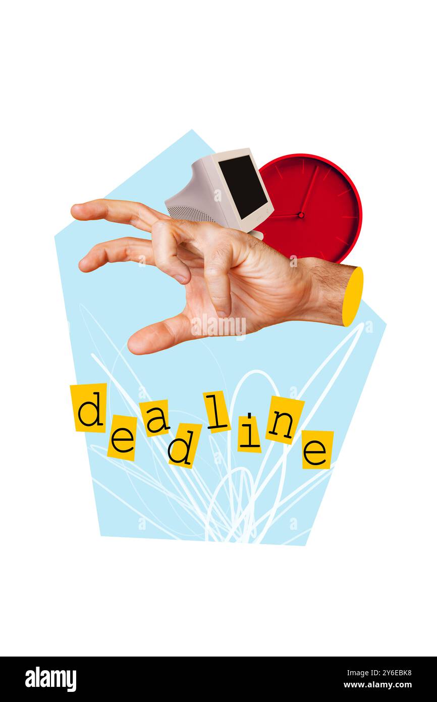 Composite trend artwork sketch image photo collage of huge clock time ...