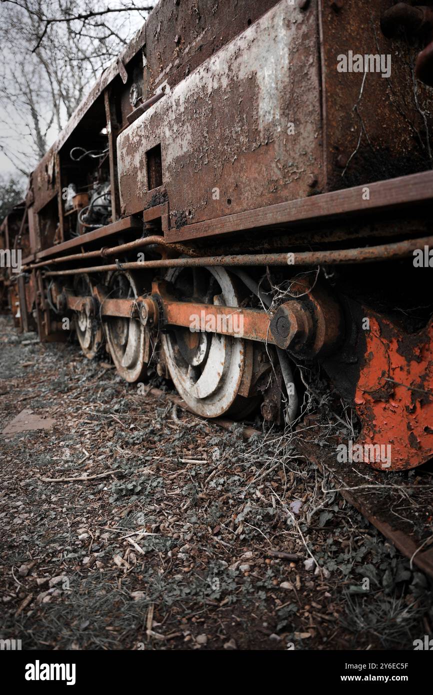 Rusty vintage train on abandoned tracks Stock Photo - Alamy