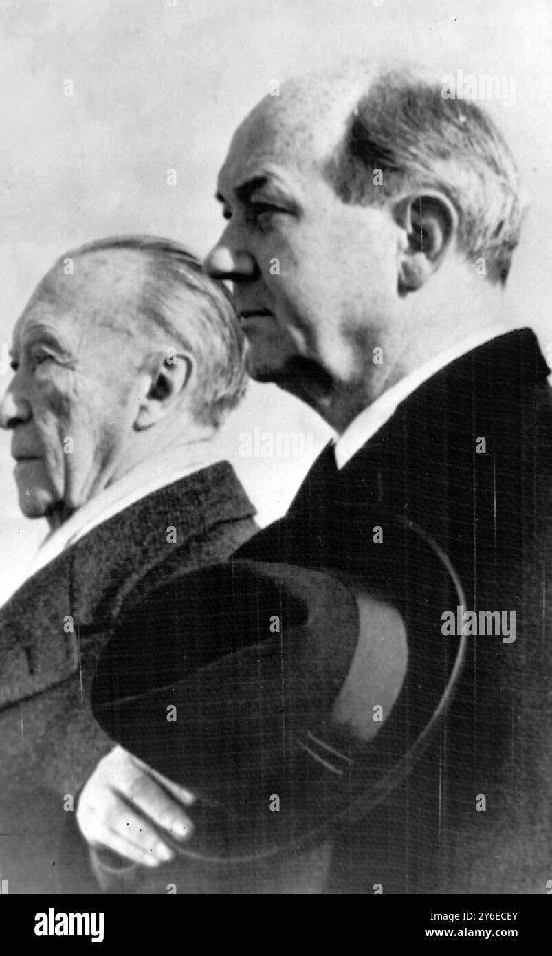 WEST GERMAN CHANCELLOR KONRAD ADENAUER WITH US DEAN RUSK IN ANDREWS AIR ...