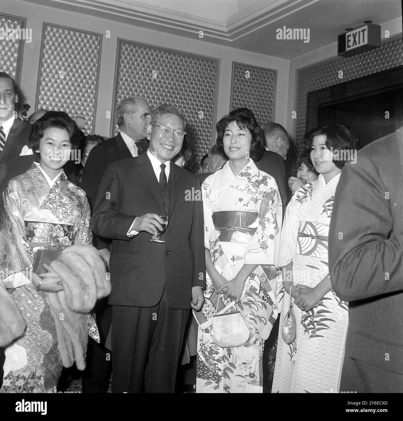 JAPANESE PRIME MINISTER HAYATO IKEDA WITH WIFE AND DAUGHTER NORIKO IN ...