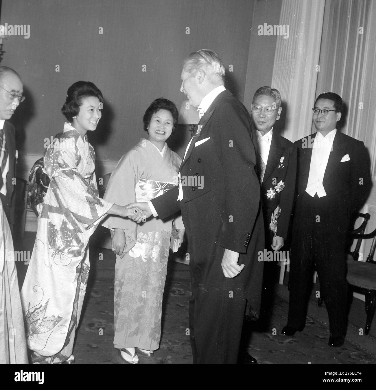 JAPANESE PRIME MINISTER HAYATO IKEDA WITH WIFE AND DAUGHTER NORIKO IN ...