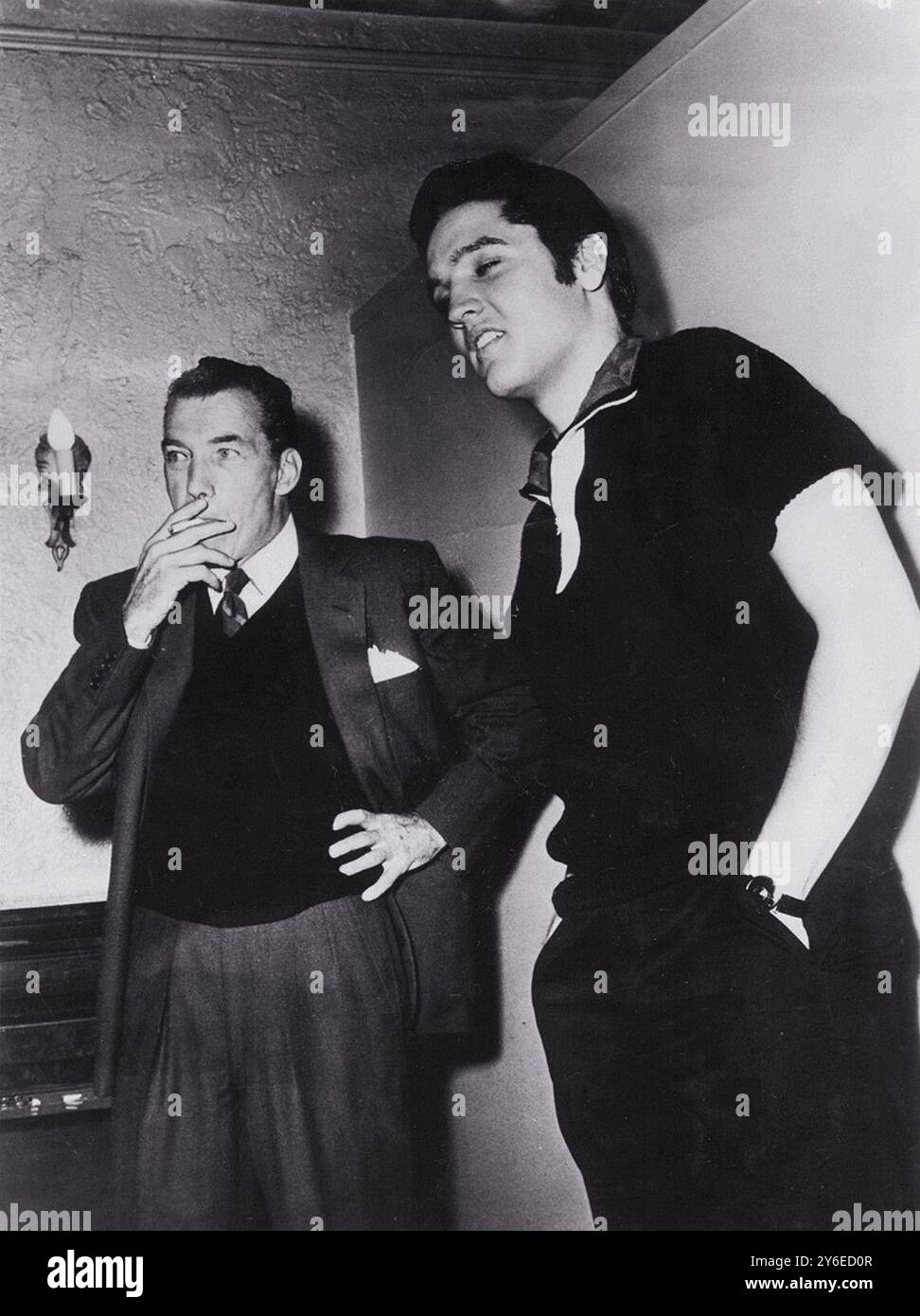 Elvis Presley and Ed Sullivan in New York City, October 26, 1956 Stock ...