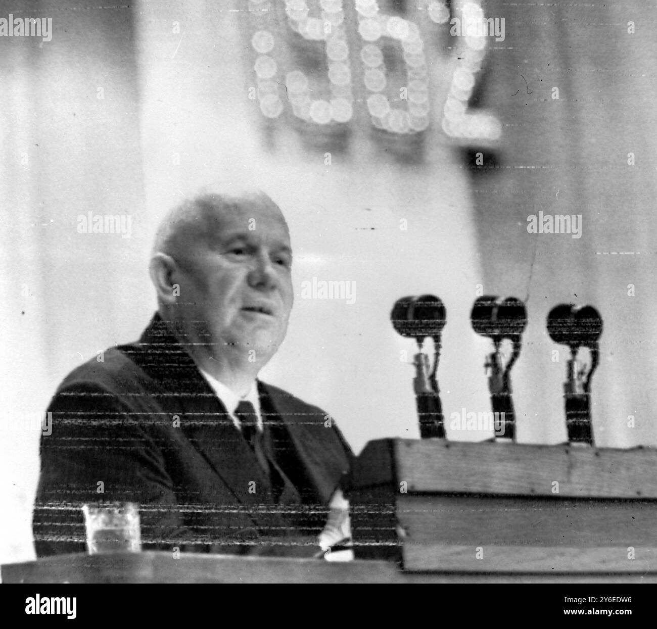 SOVIET PRIME MINISTER NIKITA KHRUSHCHEV SPEAKS AT RUSSIAN REVOLUTION ...