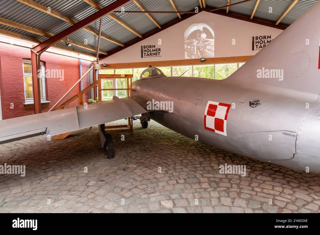 Cold War era aircraft at the Bornholm tower Museum on the Island of ...