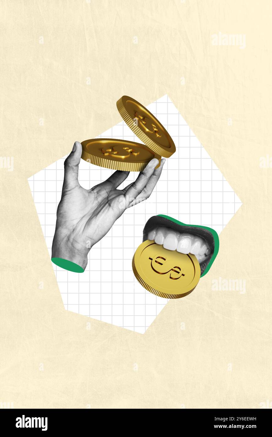 Composite trend artwork sketch image 3D photo collage of huge hand hold ...