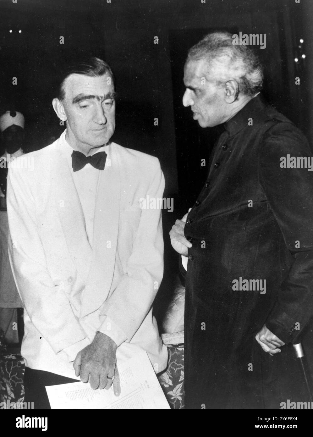 INDIAN DEFENCE MINISTER KRISHNA MENON WITH PAUL GORE BOOTH IN NEW DELHI ...