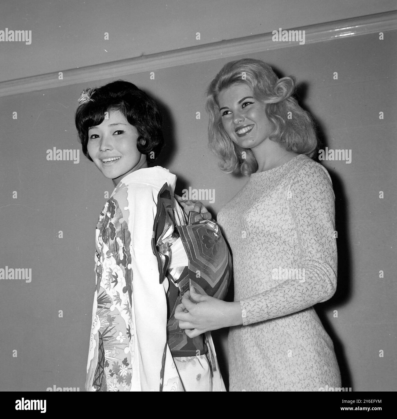 MISS JAPAN TERUKO IKEDA AND MISS USA AMEDE CHABOT AT HOTEL IN LONDON ...