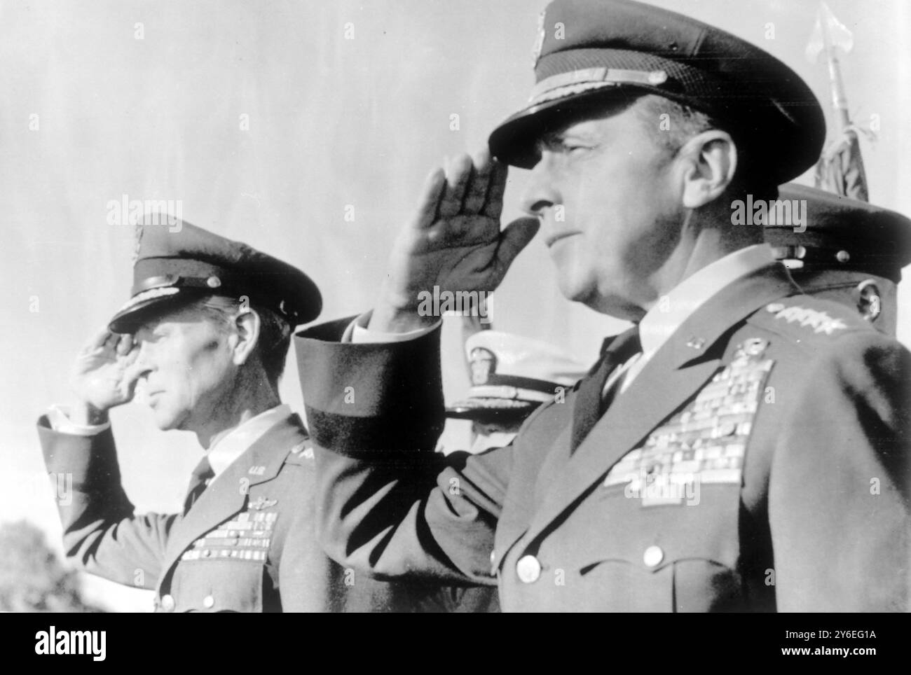 GENERAL LYMAN LEMNITZER WITH GENERAL LAURIS NORSTAD SALUTE IN PARIS ...