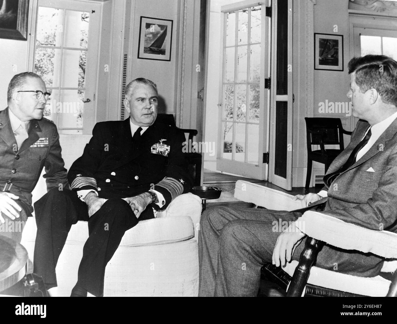 ADMIRAL GEORGE ANDERSON WITH US AMERICAN PRESIDENT JOHN F KENNEDY IN ...