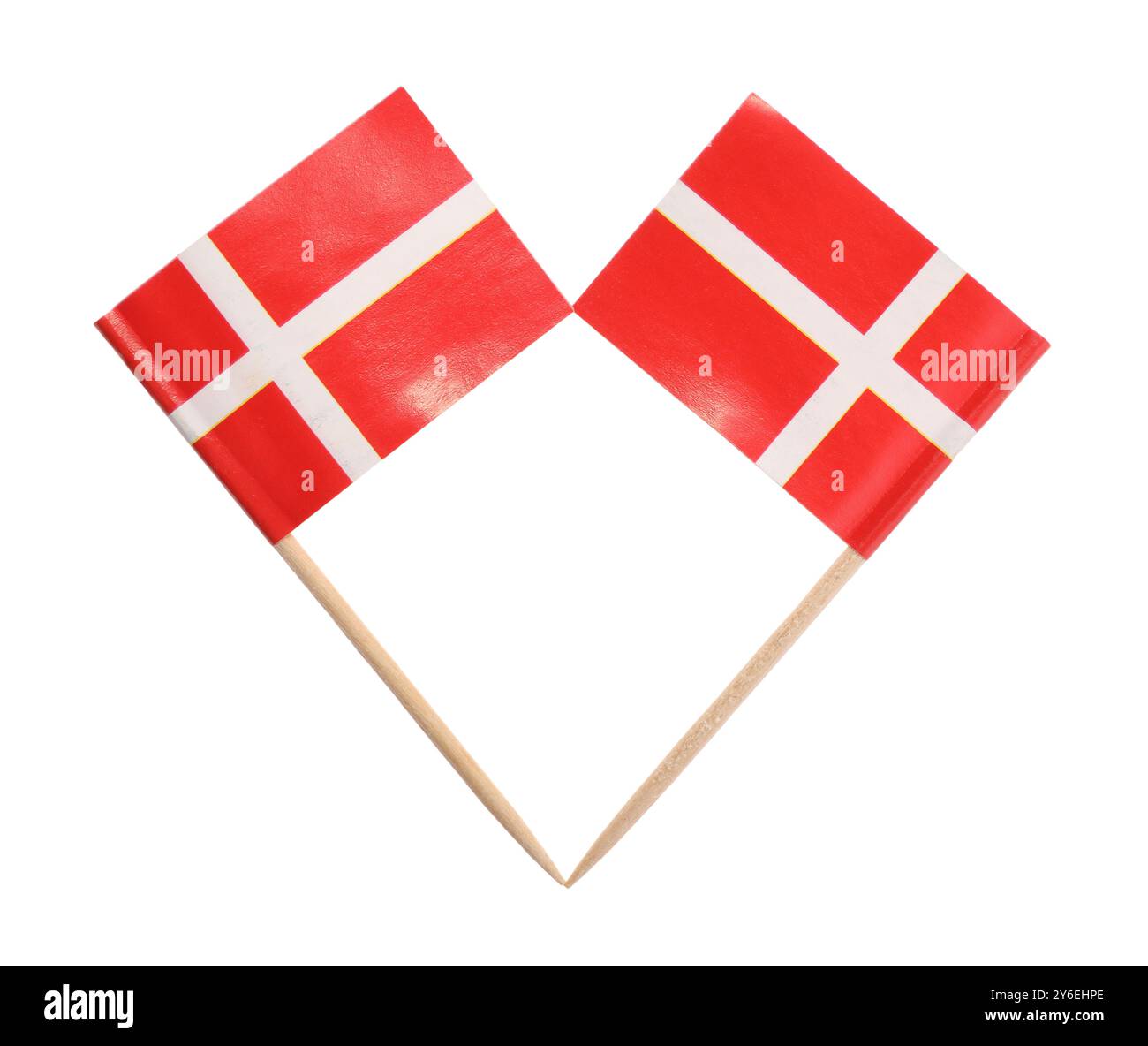 Small paper flags of Denmark isolated on white Stock Photo - Alamy