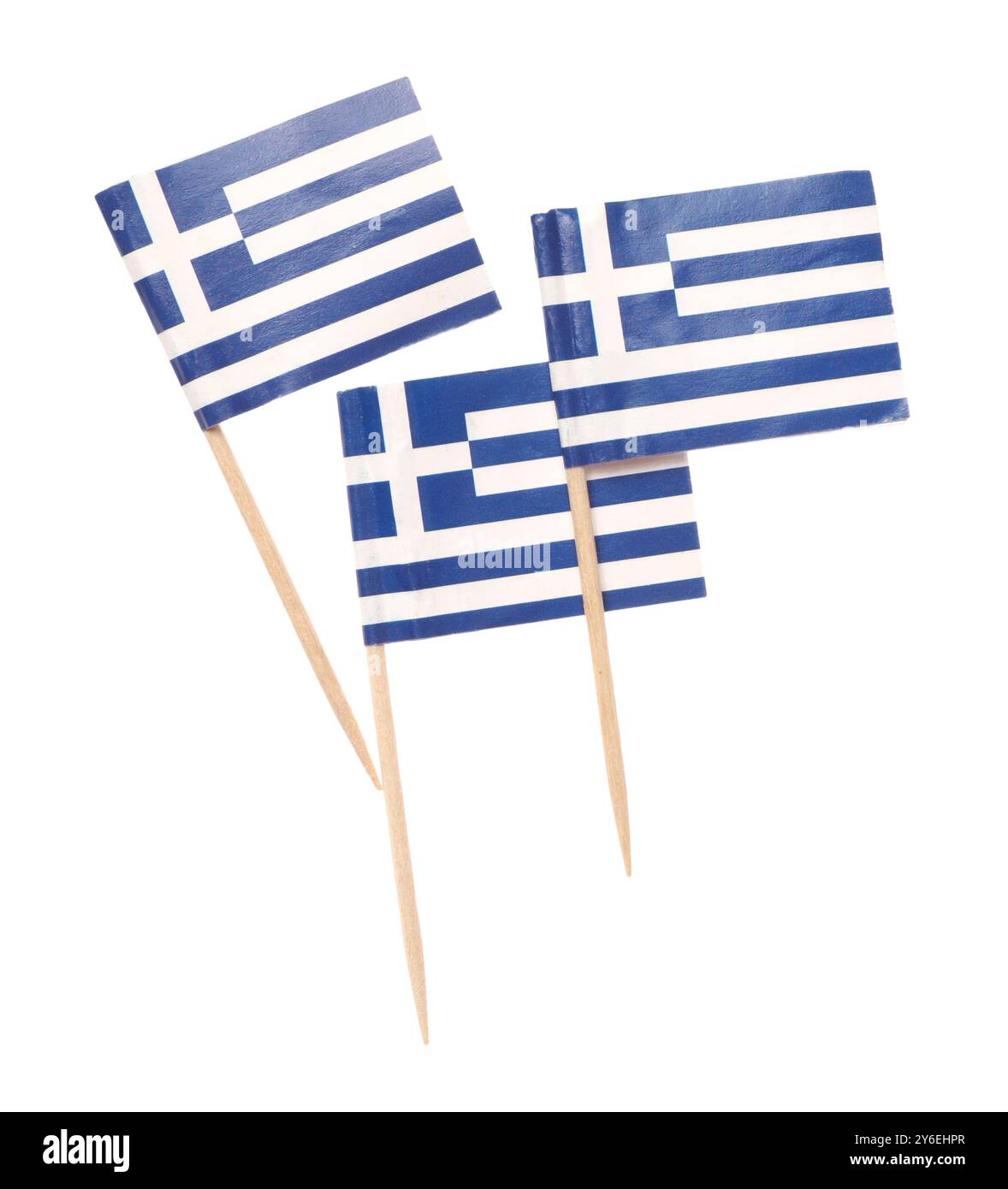 Small paper flags of Greece isolated on white Stock Photo - Alamy