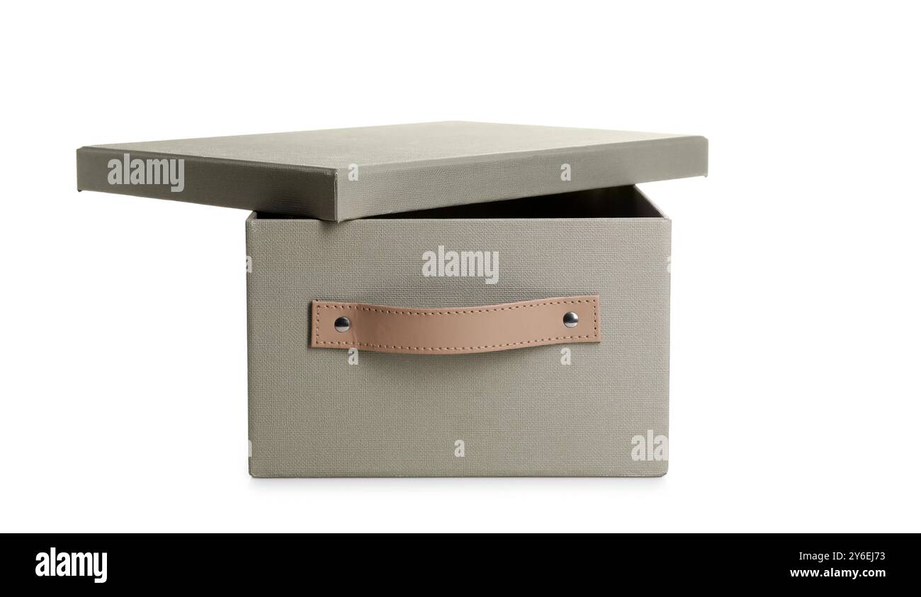 One gray box with lid isolated on white Stock Photo - Alamy