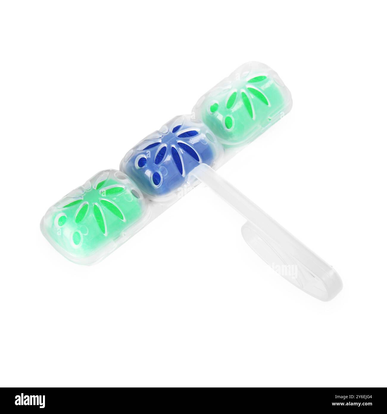 One toilet rim blocks cleaner isolated on white, above view Stock Photo ...