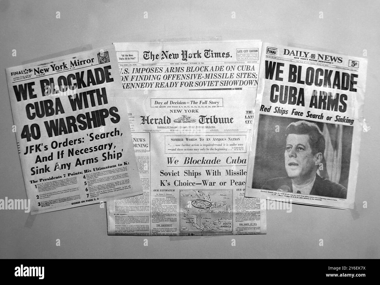 23 OCTOBER 1962 THE NEWSPAPER HEADLINES AFTER PRESIDENT KENNEDY ...