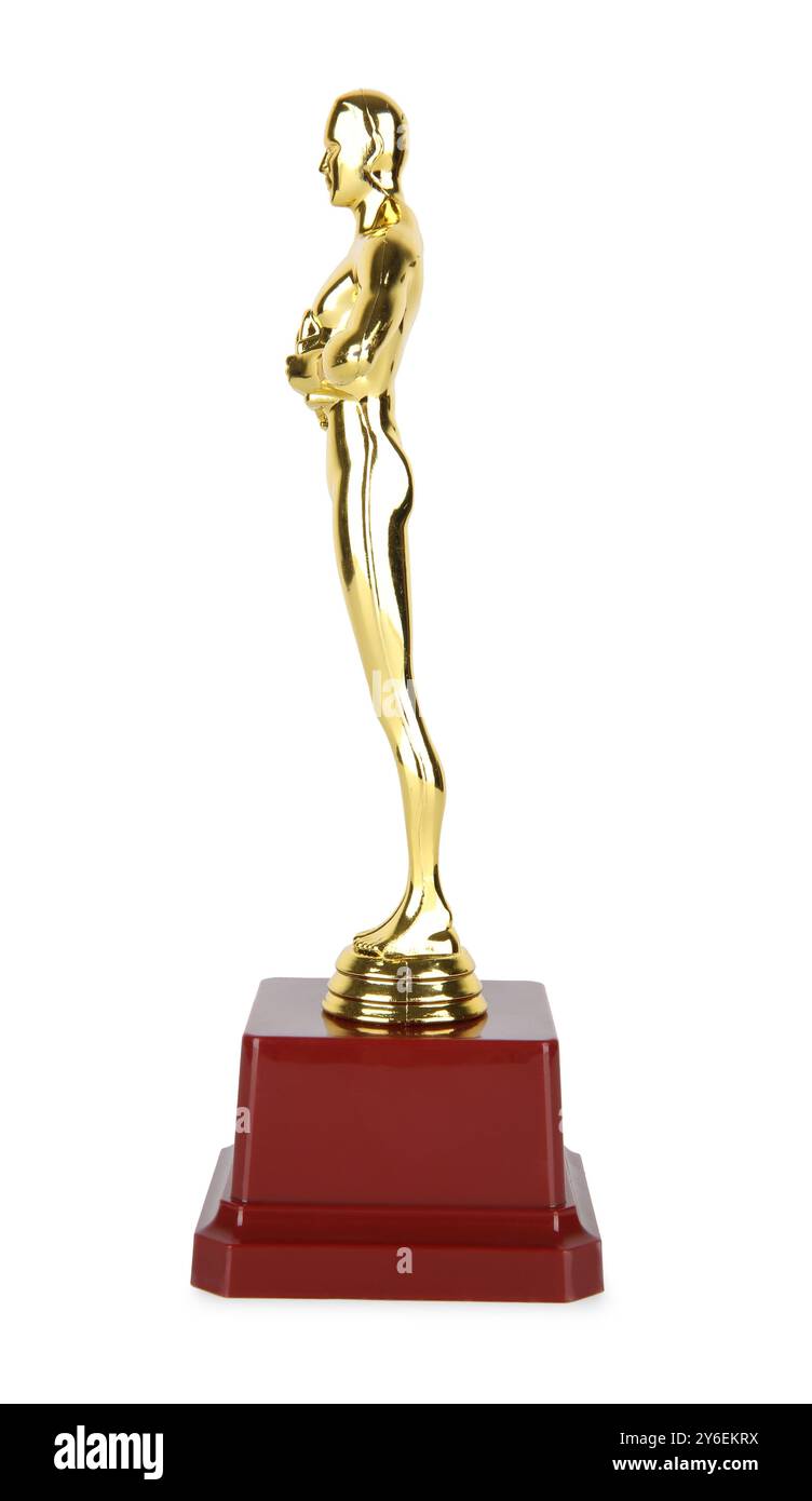 One golden Oscar award isolated on white Stock Photo - Alamy