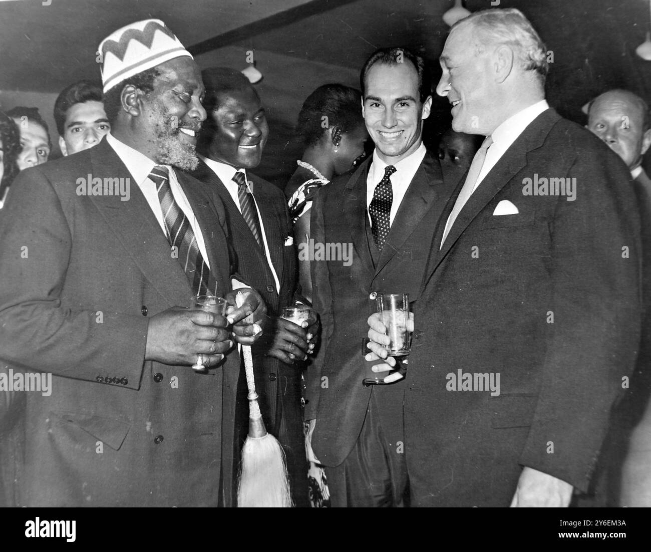 AGA KHAN AND JOMO KENYATTA , TOM MBOYA AND PATRICK RENISON IN KAMPALA ...