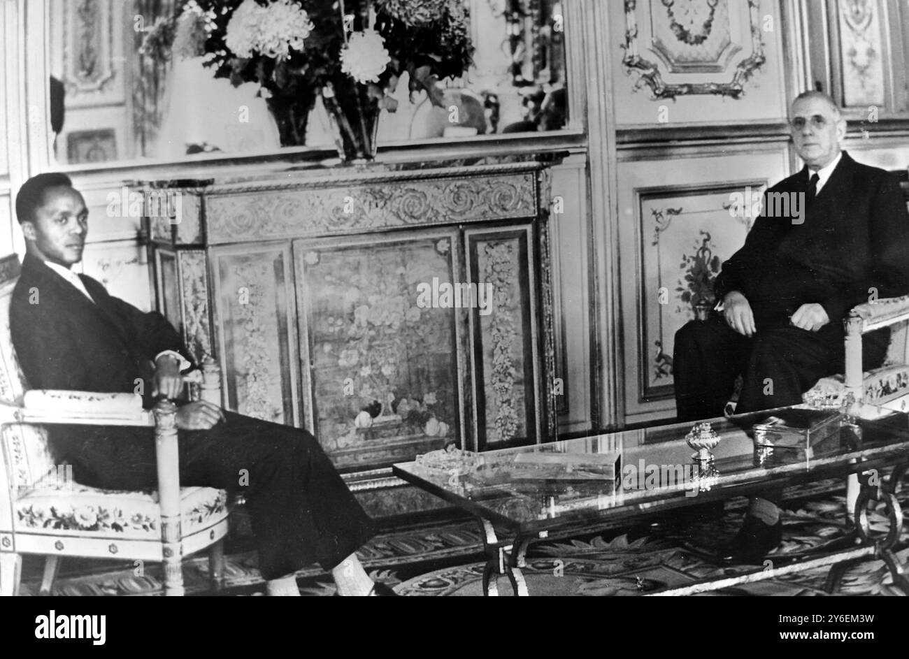 GREGOR KAYIBANDA WITH CHARLES DE GAULLE AT ELYSEE PALACE IN PARIS ...