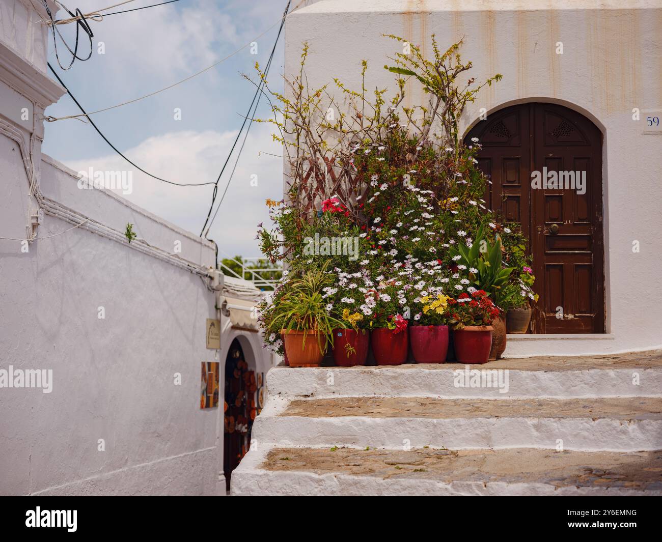 travel to city of Lindos on island of Rhodes, Greece. Details of ...