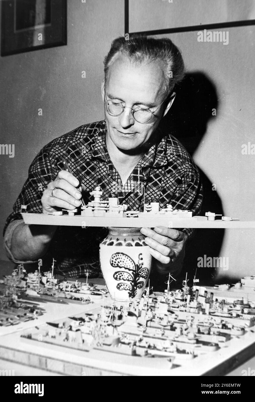STANISLAW KATZER WITH BATTLE CRUISER MODEL / ; 15 OCTOBER 1962 Stock ...