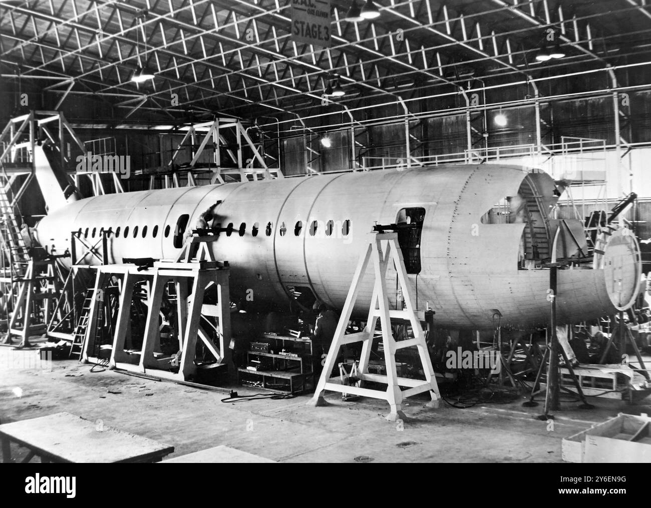AVIATION FUSELAGE OF BOAC JET VISCOUNT AT FACTORY ; 13 OCTOBER 1962 ...