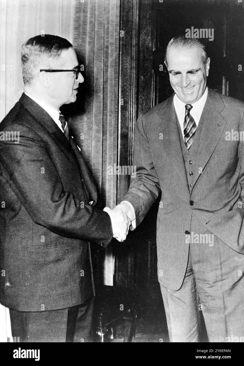 GREEK PREMIER CONSTANTINE KARAMANLIS WITH JEAN REY IN ATHENS / ; 6 ...