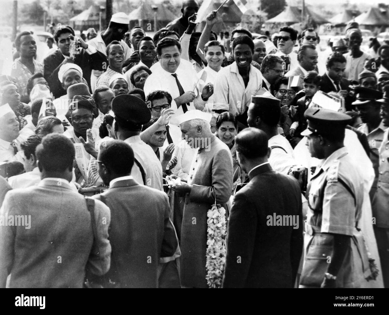INDIAN PREMIER JAWAHARLAL NEHRU WITH NIGERIAN CROWDS IN LAGOS ; 30 ...
