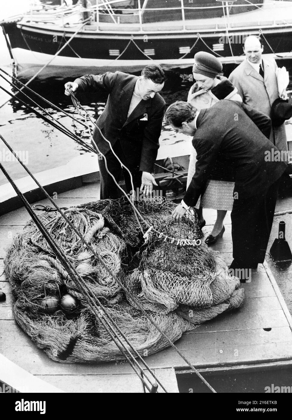 PRINCESS MARGARET ROSE ON FISHING BOAT IN PETERHEAD ABERDEENSHIRE ; 21 ...