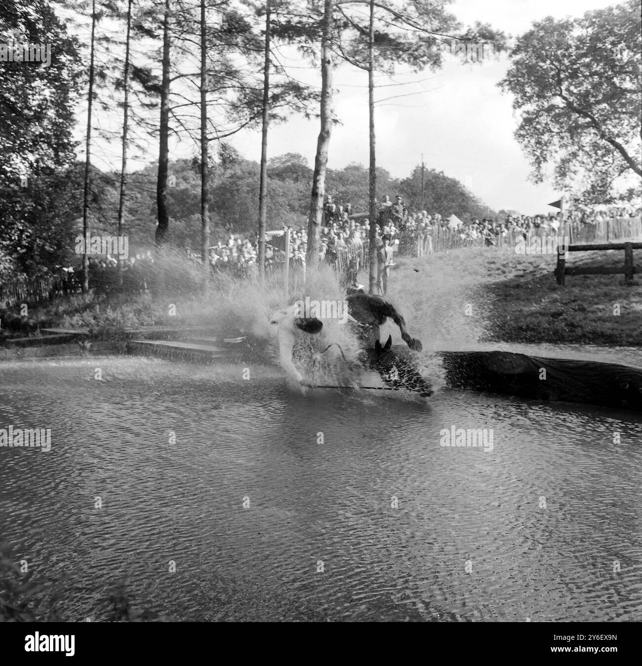 HORSEJUMPING GLADIATOR WITH MISS FLEET FALLS AT WATER JUMP ; 6 ...